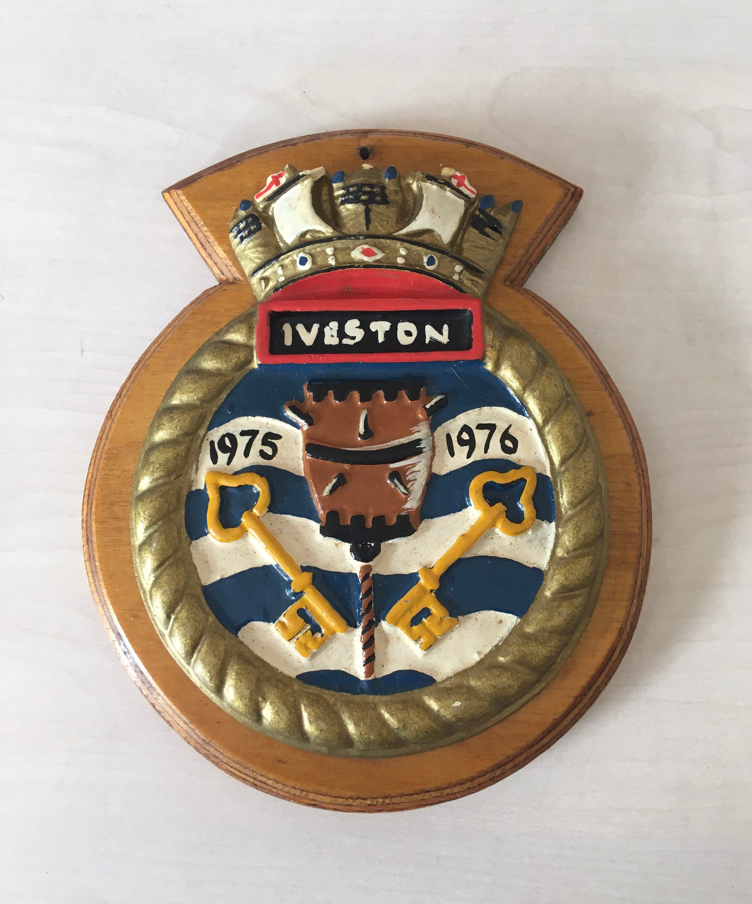 HMS IVESTON Royal Navy Ship Crest Plaque Dated 1975 to 1976. | Etsy