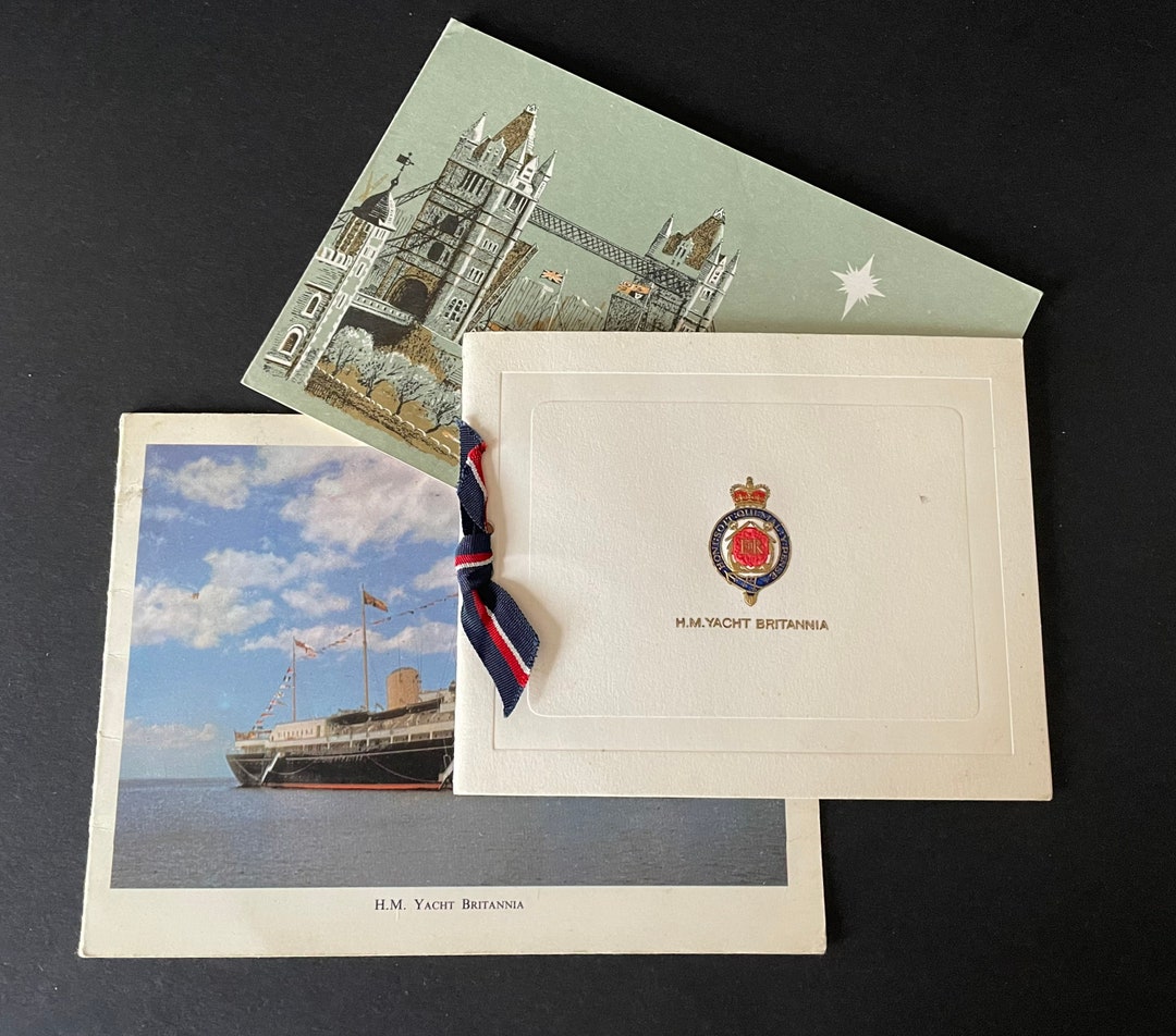 Royal Yacht Britannia, 3 Official Christmas Cards Sent by Crew Member ...