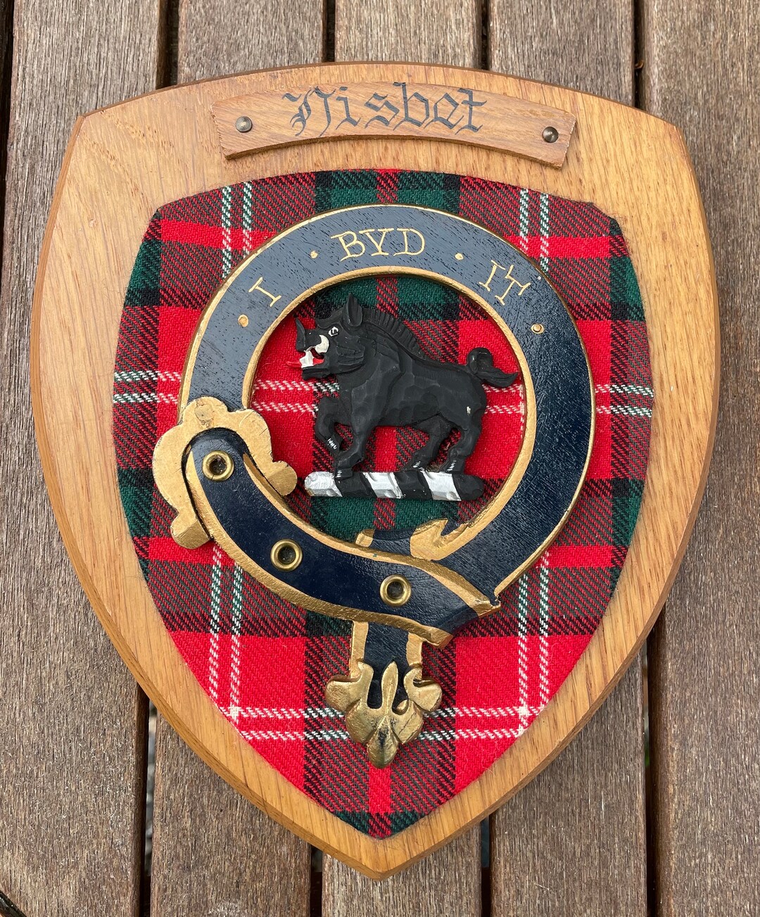 Scottish NISBET/NESBITT CLAN Crest Wall Wooden Plaque With the Motto i ...