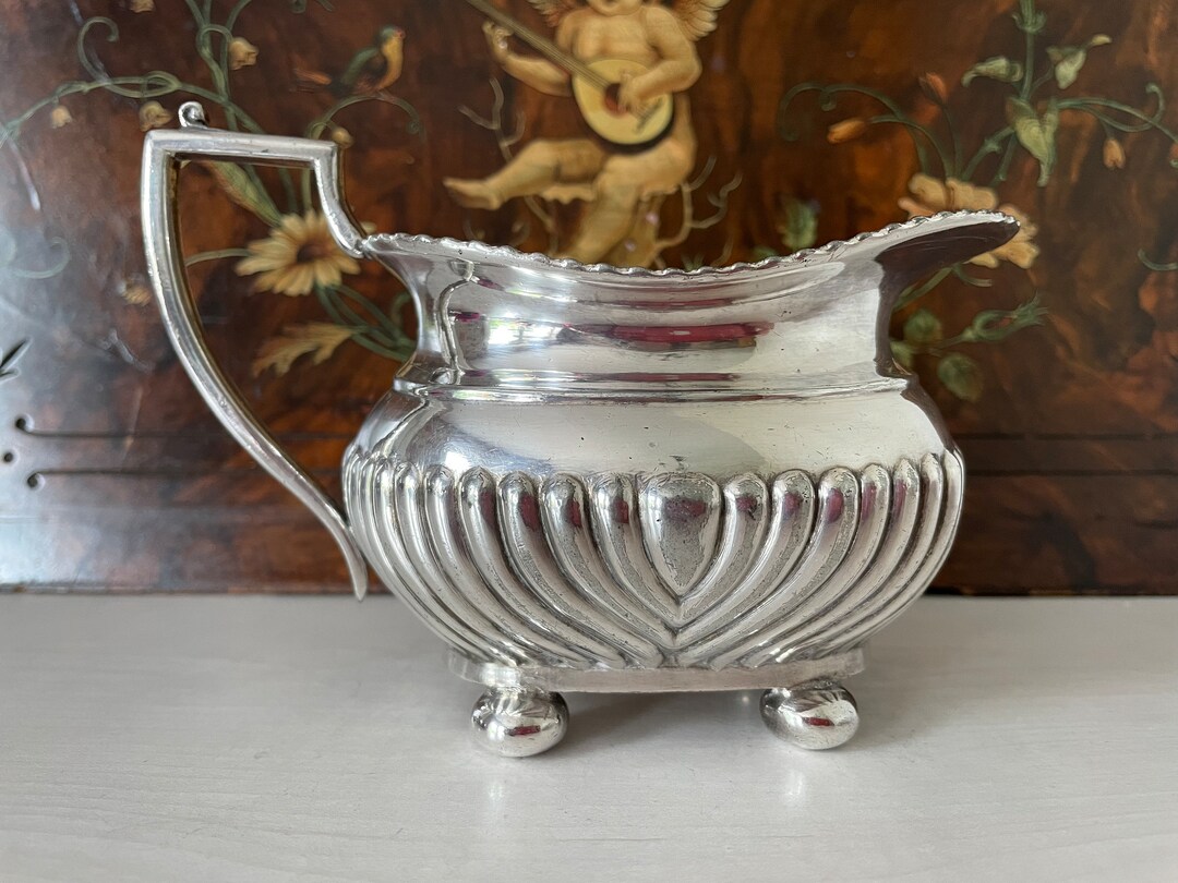 Martin Hall English Silver Milk Jug, Footed Creamer, Half Rib Design - Etsy