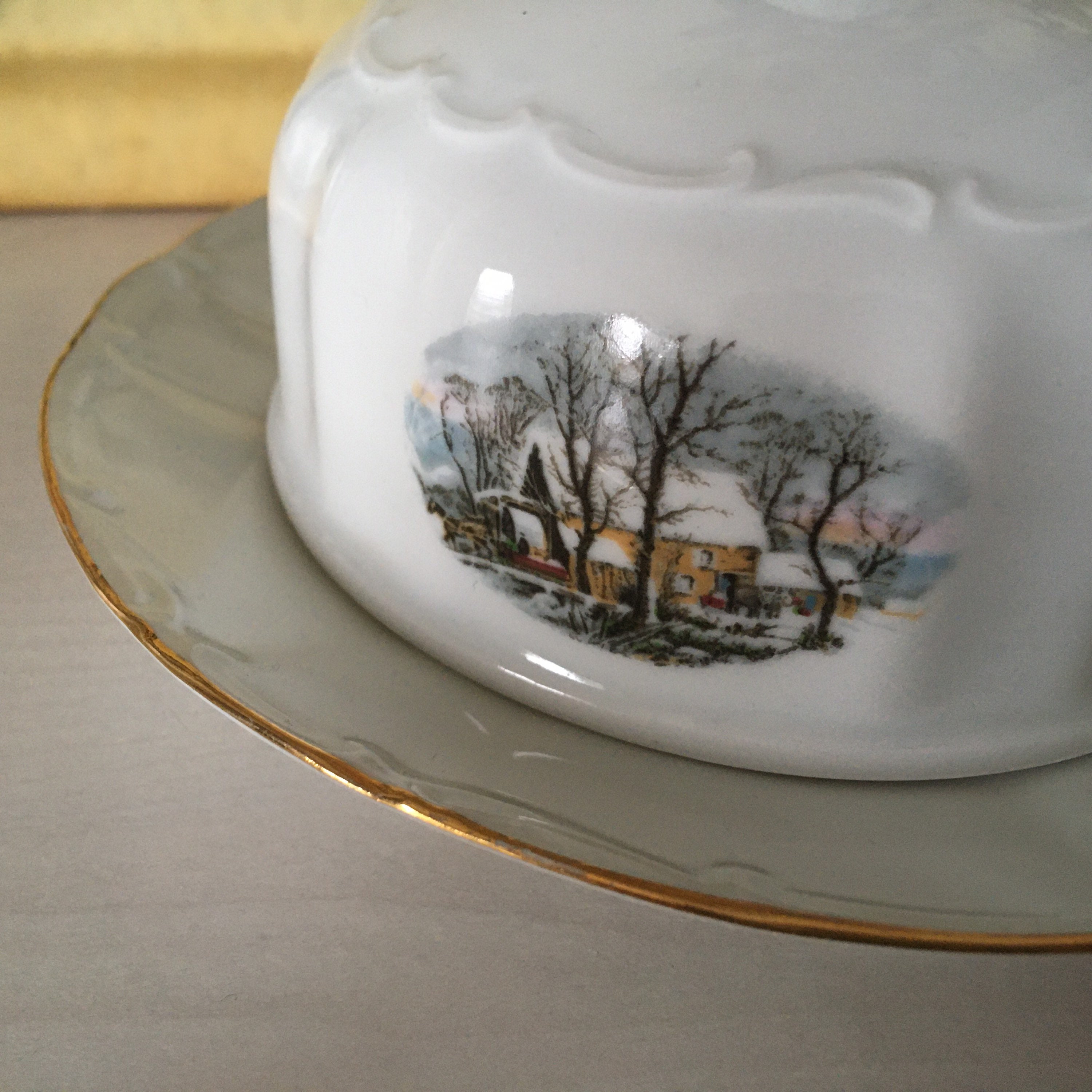 Vintage Avon Porcelain Butter Dish: Crown Bavaria Winter Scene - Etsy