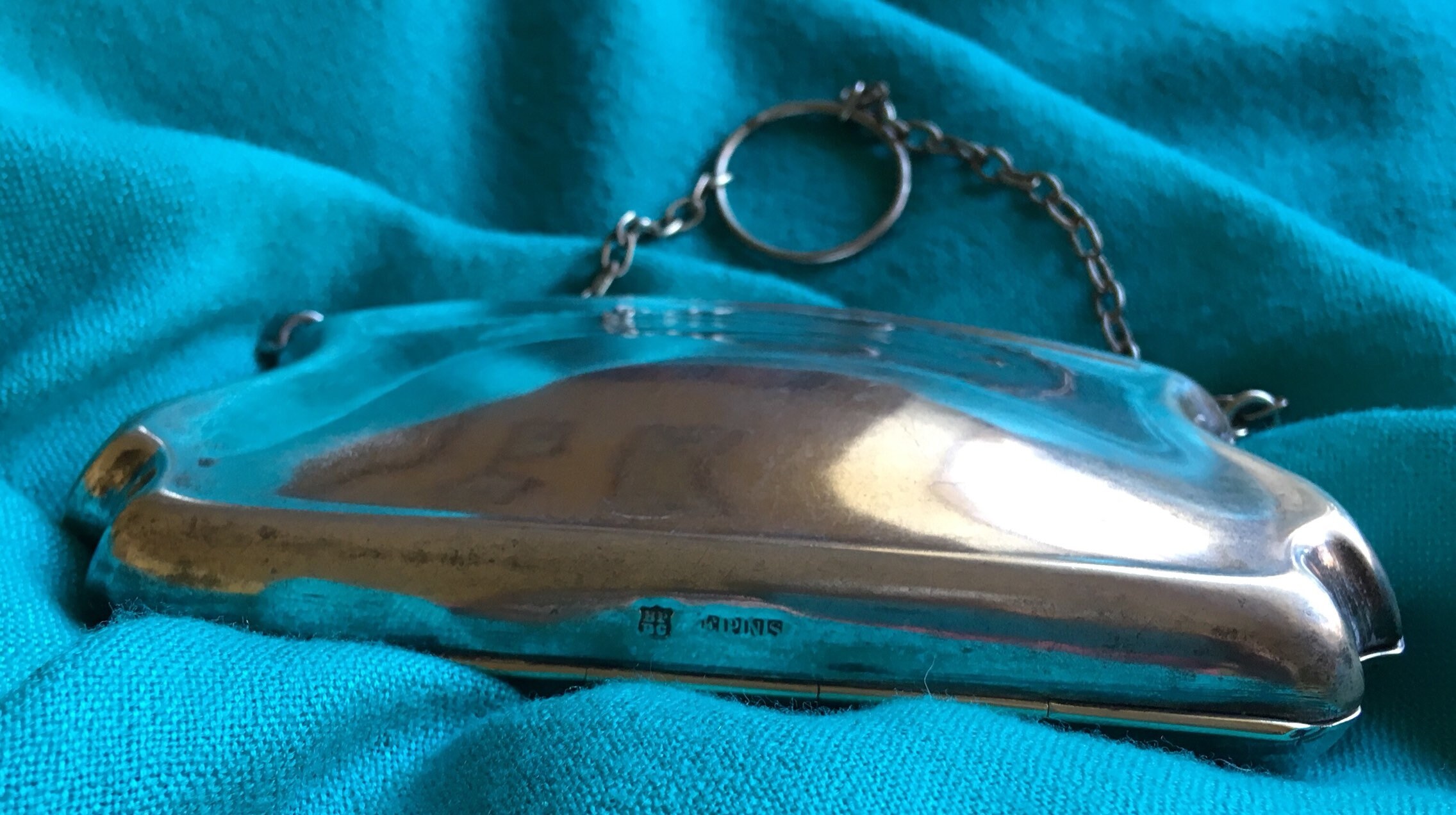 Silver Plate Evening Purse on Chain With Finger Ring. Vintage | Etsy