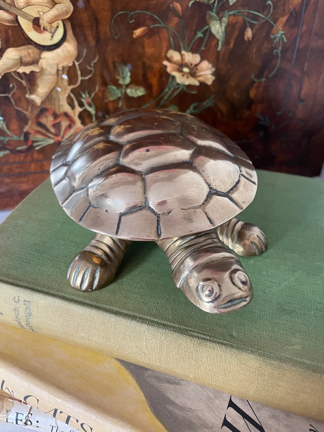 Vintage Brass Turtle Lidded Trinket Box. Collectable Tortoise Brass ...