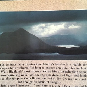 WEST HIGHLAND LANDSCAPE by Jim Crumley 1989. Colin Baxter's Photographs ...