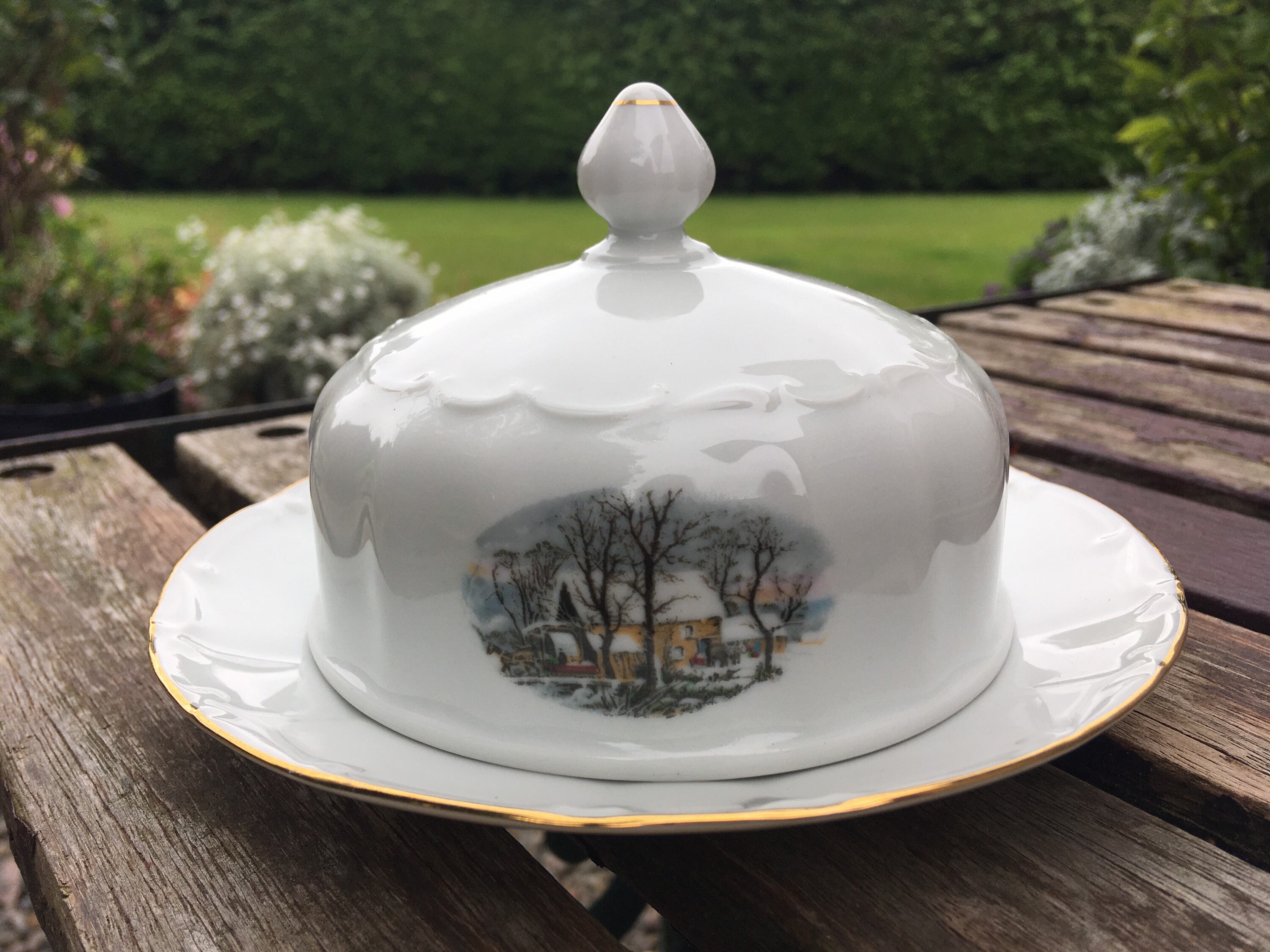 Vintage Avon Porcelain Butter Dish: Crown Bavaria Winter Scene - Etsy