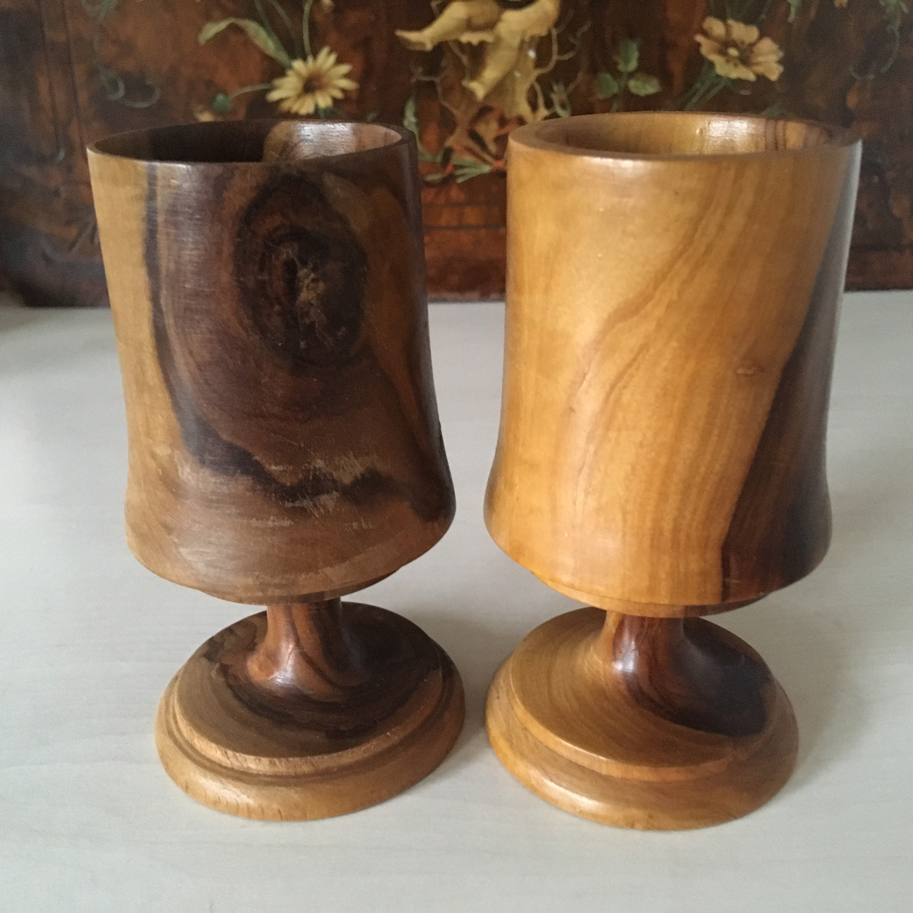 2 Small Hand Turned Wooden Goblets. Perfect for Whisky Shot. - Etsy