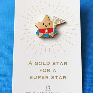 Super Star Enamel Pin - Cute Gold Star, Positive Enamel Brooch ...