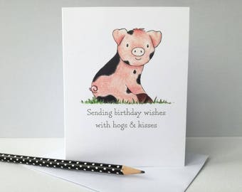 Pig birthday card | Etsy