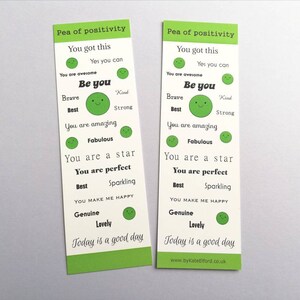 Pea of Positivity Bookmark, Happy Page Marker, Positive Bookmark Gift ...