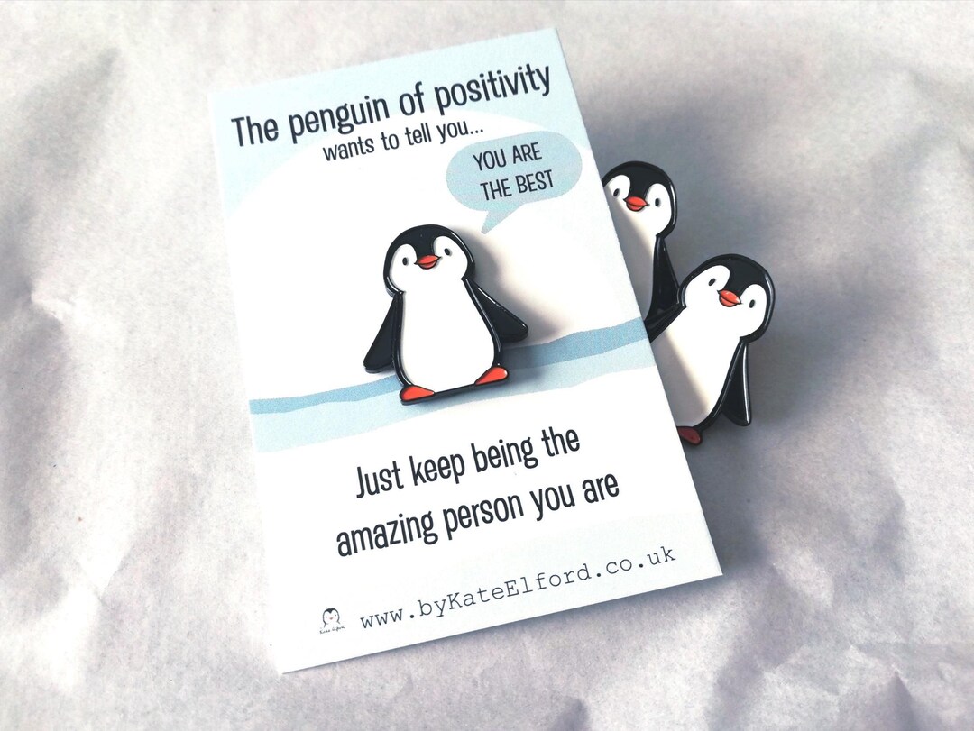 The Penguin of Positivity Enamel Pin - Etsy UK
