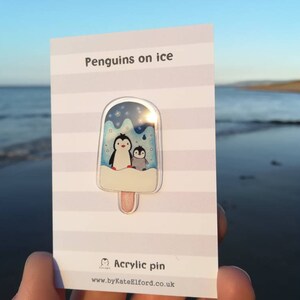 Penguins on Ice Recycled Acrylic Penguin Pin Ice Lolly Badge - Etsy