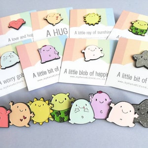 A Little Blob of Happiness Enamel Pin, Cute Pink Blob, Positive Enamel ...