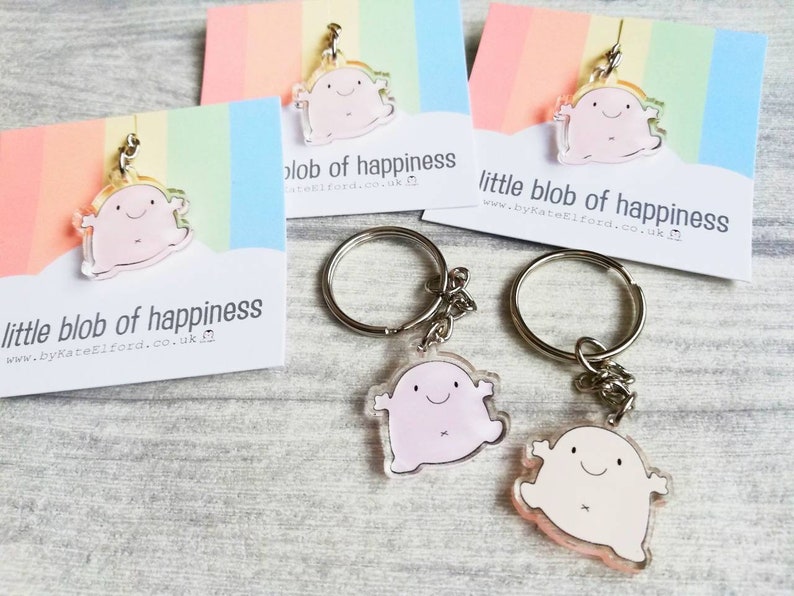 A little blob of happiness keyring cute pink blob positive | Etsy
