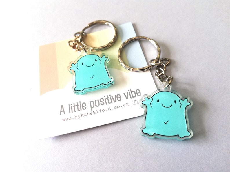A Little Positive Vibe Keyring - Cute Happy Gift, Key Fob, Friendship ...