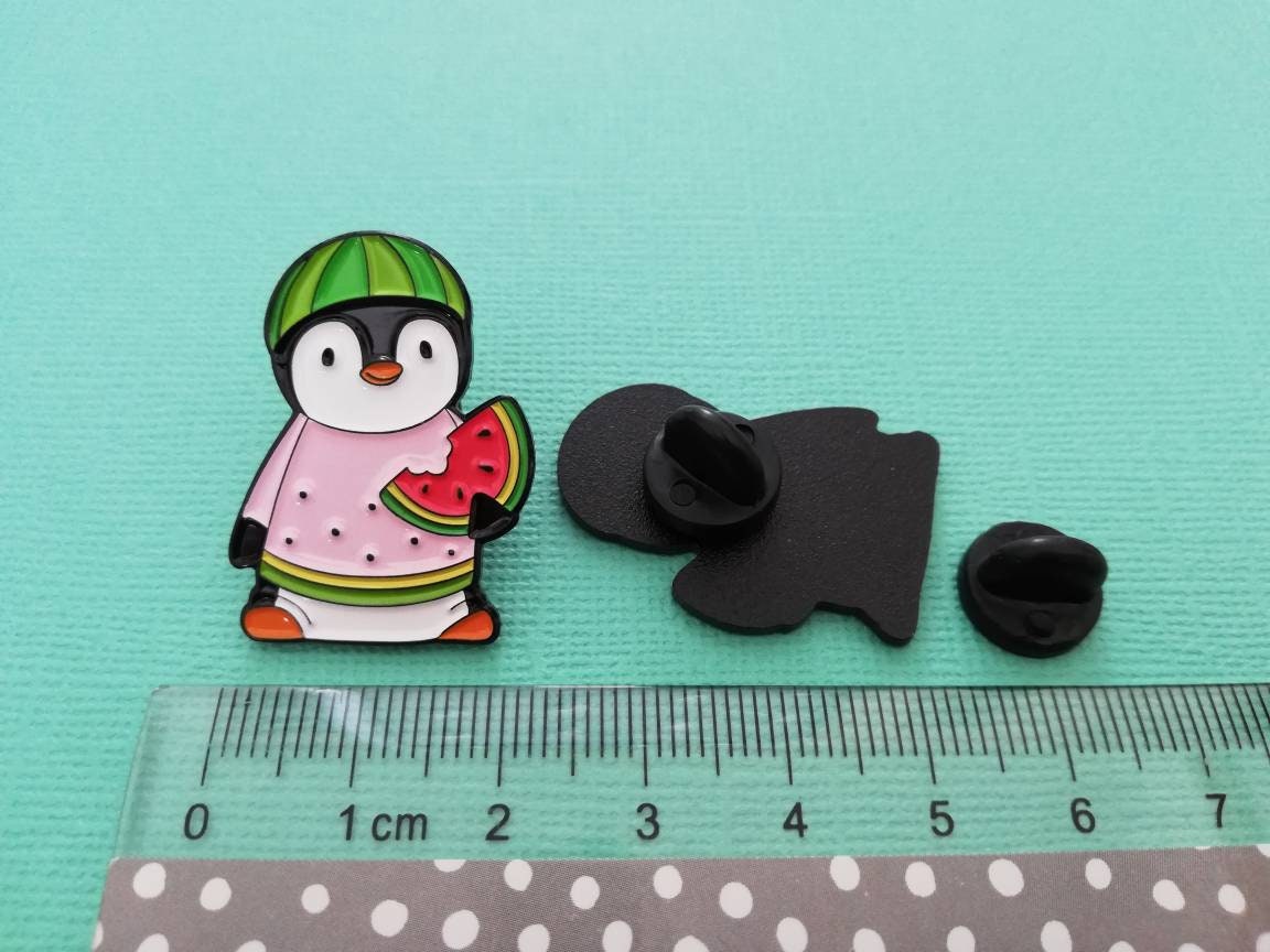 SECONDS Watermelon Penguin Soft Enamel Pin Penguin Brooch. | Etsy UK