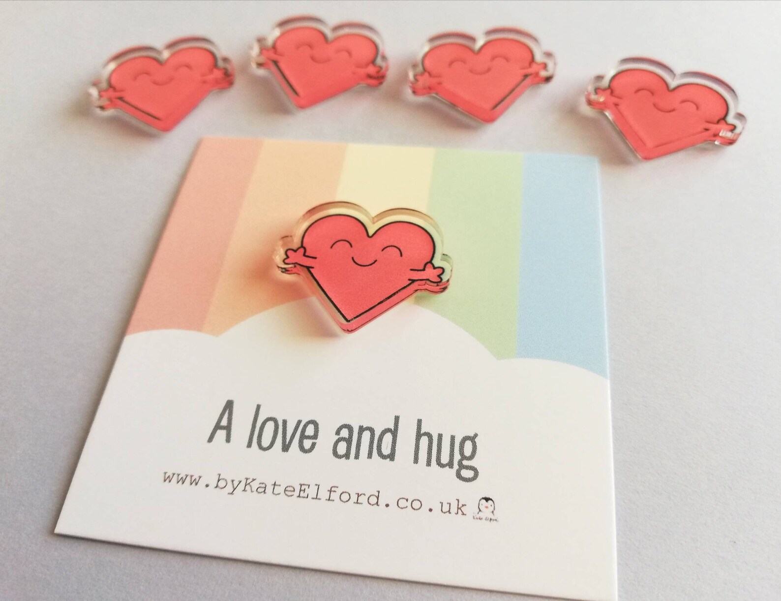 A Love and Hug Mini Magnet, Cute Positive Heart, Tiny Fridge Magnet ...