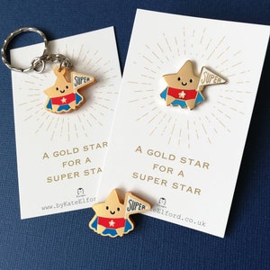 Super Star Enamel Pin, Cute Gold Star, Positive Enamel Brooch ...
