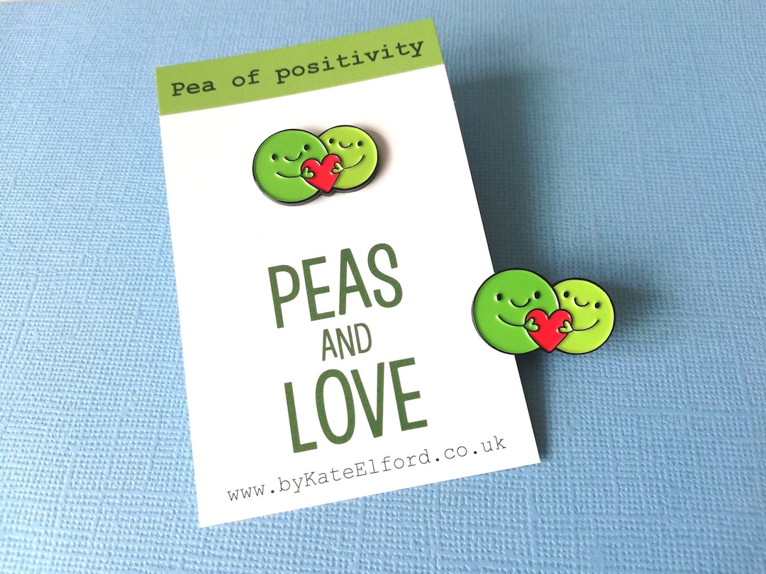 Peas and Love, Pea of Positivity Enamel Pin, Cute Green Peas and a Love ...