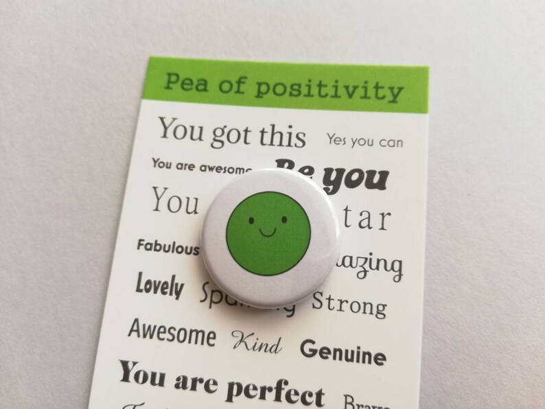 Pea of Positivity Mini Button Badge Small Happy Positive - Etsy UK