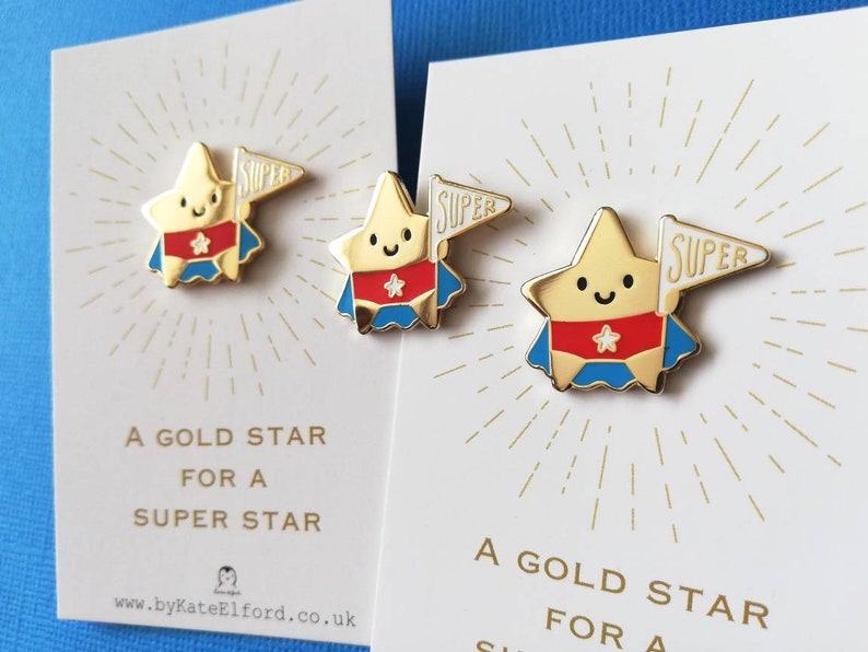 Super Star Enamel Pin, Cute Gold Star, Positive Enamel Brooch ...