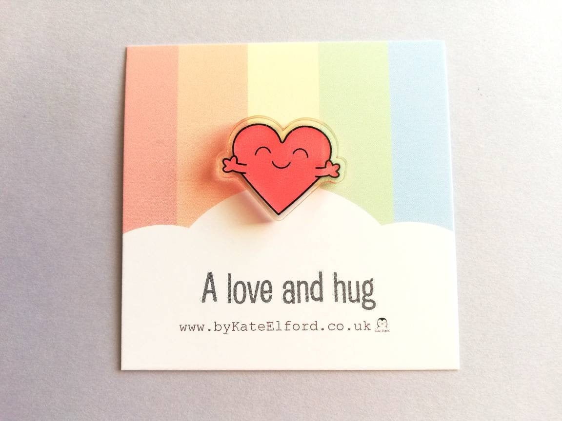 A Love and Hug Mini Magnet, Cute Positive Heart, Tiny Fridge Magnet ...