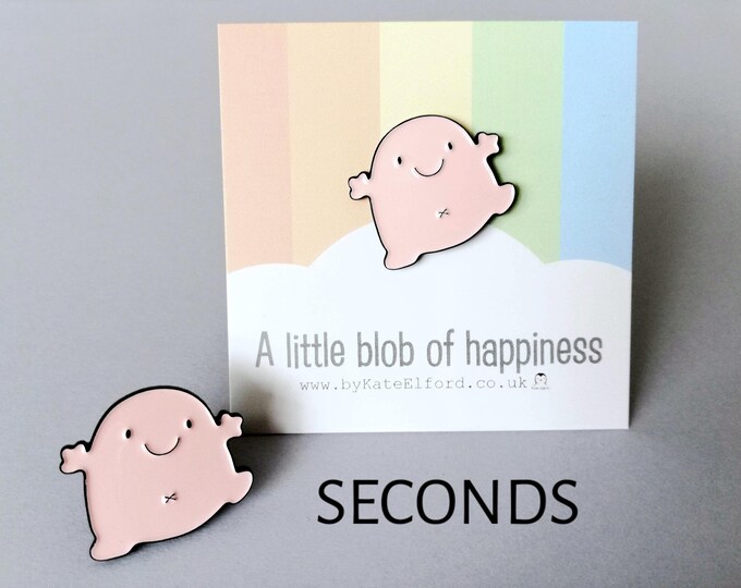 Seconds A Little Blob of Happiness Enamel Pin, Cute Pink Blob, Positive ...