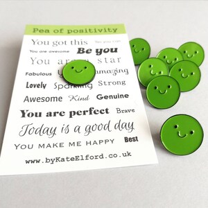 Pea of Positivity Enamel Pin - Cute Green Pea, Positive Enamel Brooch ...