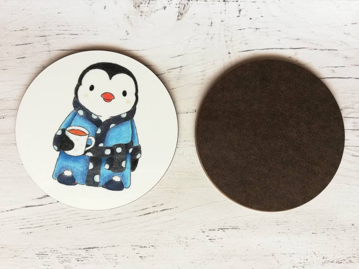 Penguin Coaster Tea Slippers and Dressing Gown Blue | Etsy UK