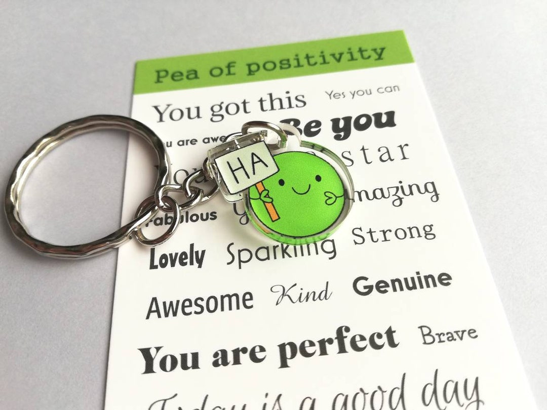 Ha Pea, Pea of Positivity Mini Keyring, Tiny Cute Happy Pea Charm ...