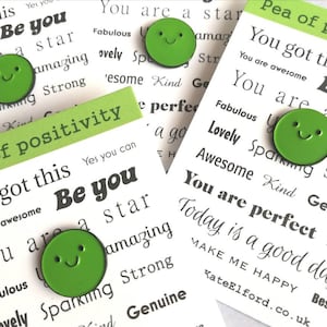 Pea of Positivity Enamel Pin, Cute Green Pea, Positive Enamel Brooch ...