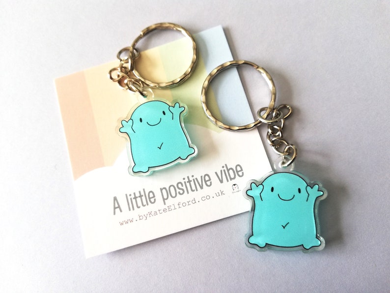 A Little Positive Vibe Keyring - Cute Happy Gift, Key Fob, Friendship ...