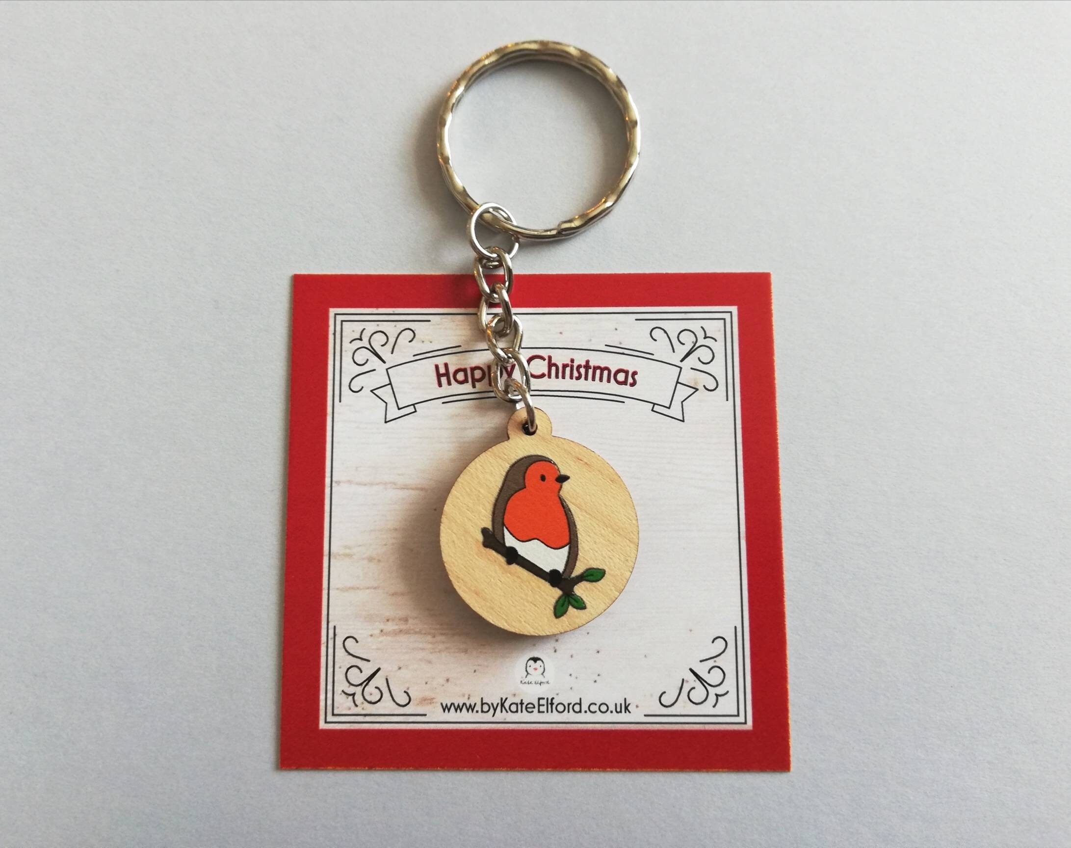 Little Robin Keyring Small Wooden Key Chain Memory Robin - Etsy UK