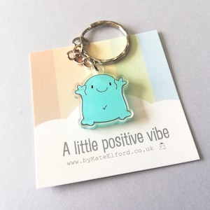 A Little Positive Vibe Keyring - Cute Happy Gift, Key Fob, Friendship ...