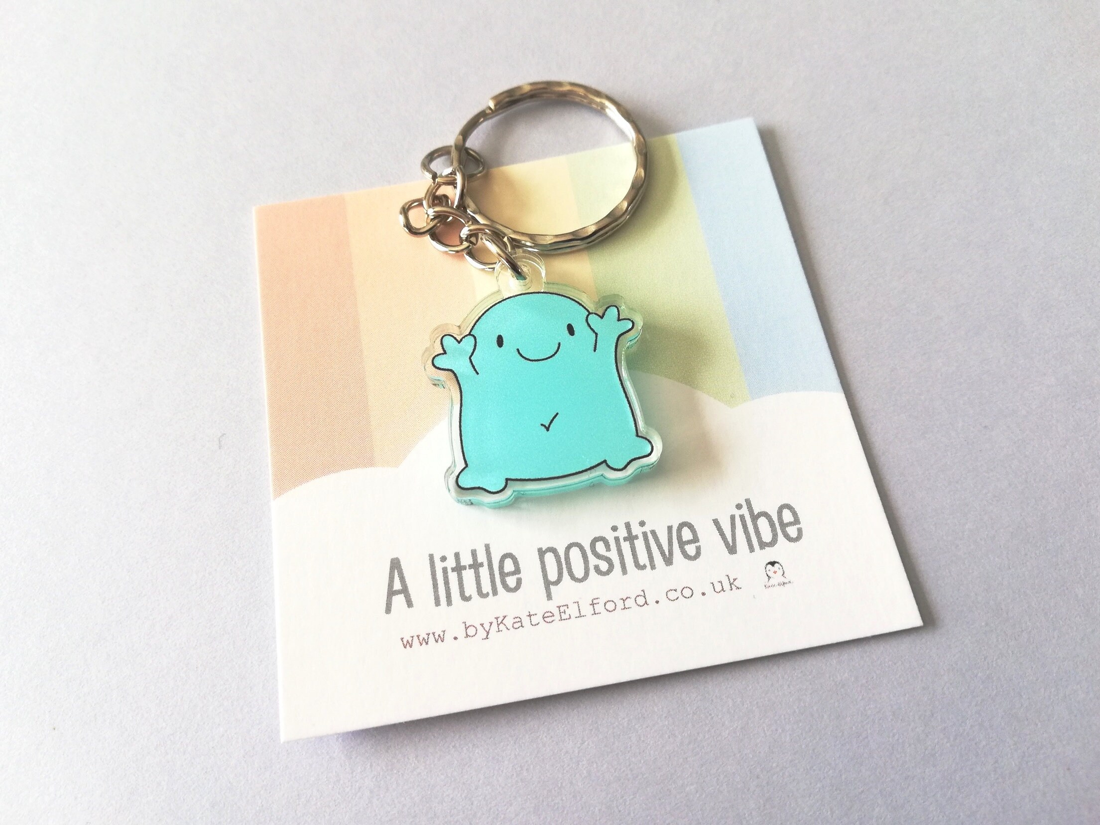 A Little Positive Vibe Keyring - Cute Happy Gift, Key Fob, Friendship ...