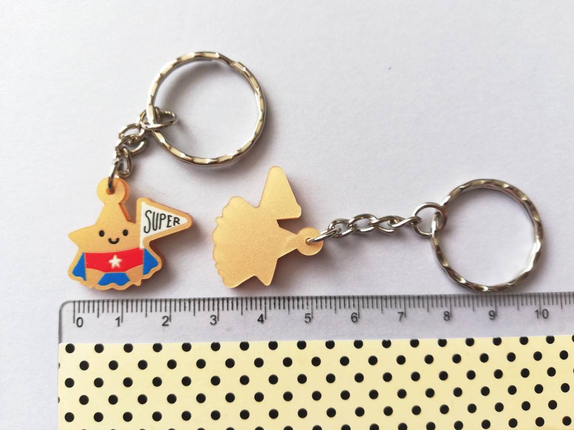 Gold Star Keyring Mini Cute Happy Charm Little Positive Key - Etsy UK