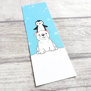 Penguin and Polar Bear Bookmark, Penguin Page Marker, Polar Bear ...