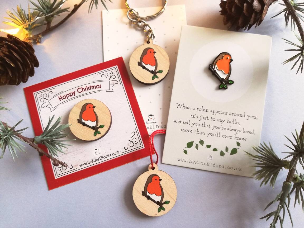 Little Robin Keyring Small Wooden Key Chain Memory Robin - Etsy UK