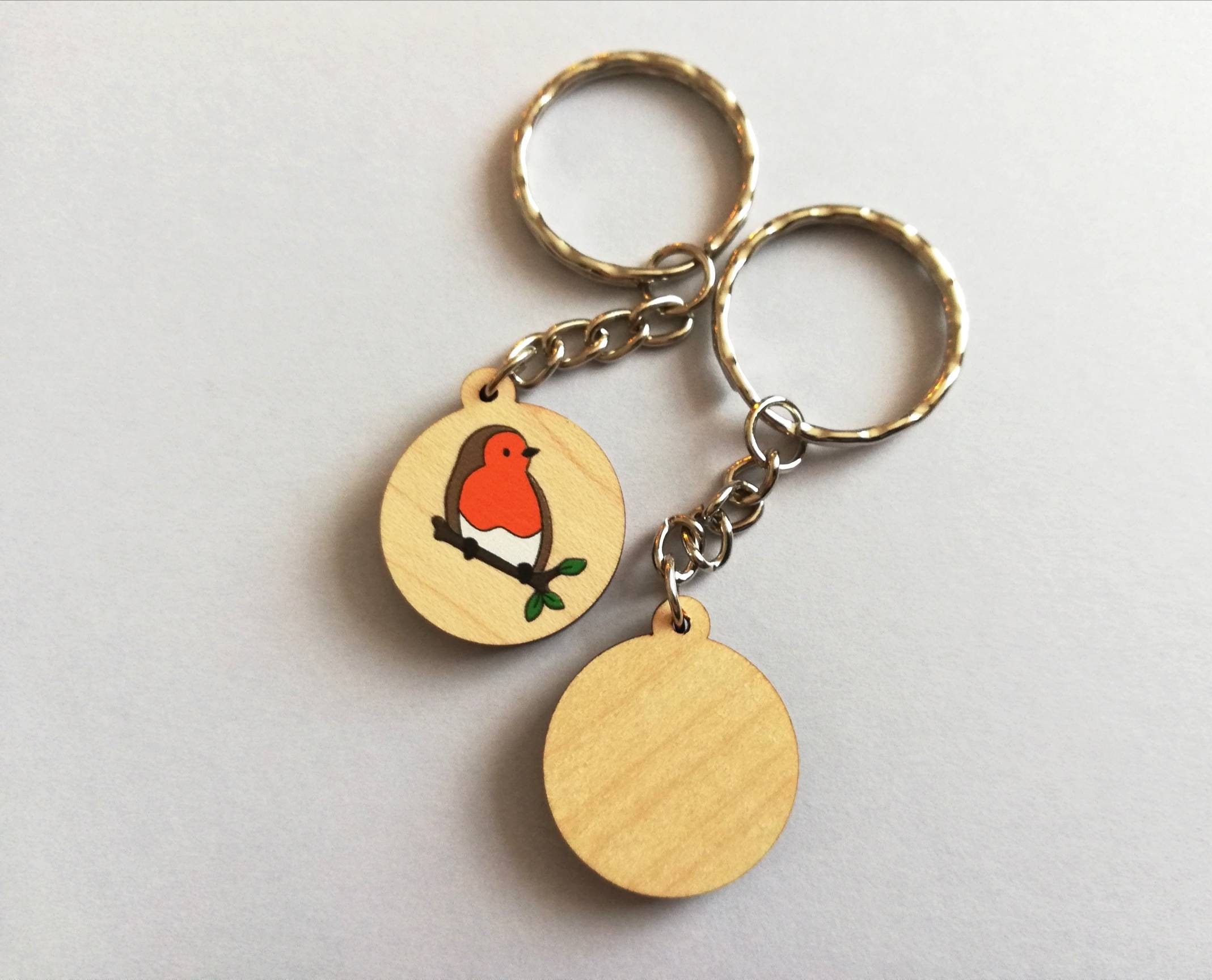 Little Robin Keyring Small Wooden Key Chain Memory Robin - Etsy UK
