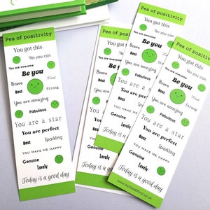 Pea of Positivity Bookmark, Happy Page Marker, Positive Bookmark Gift ...