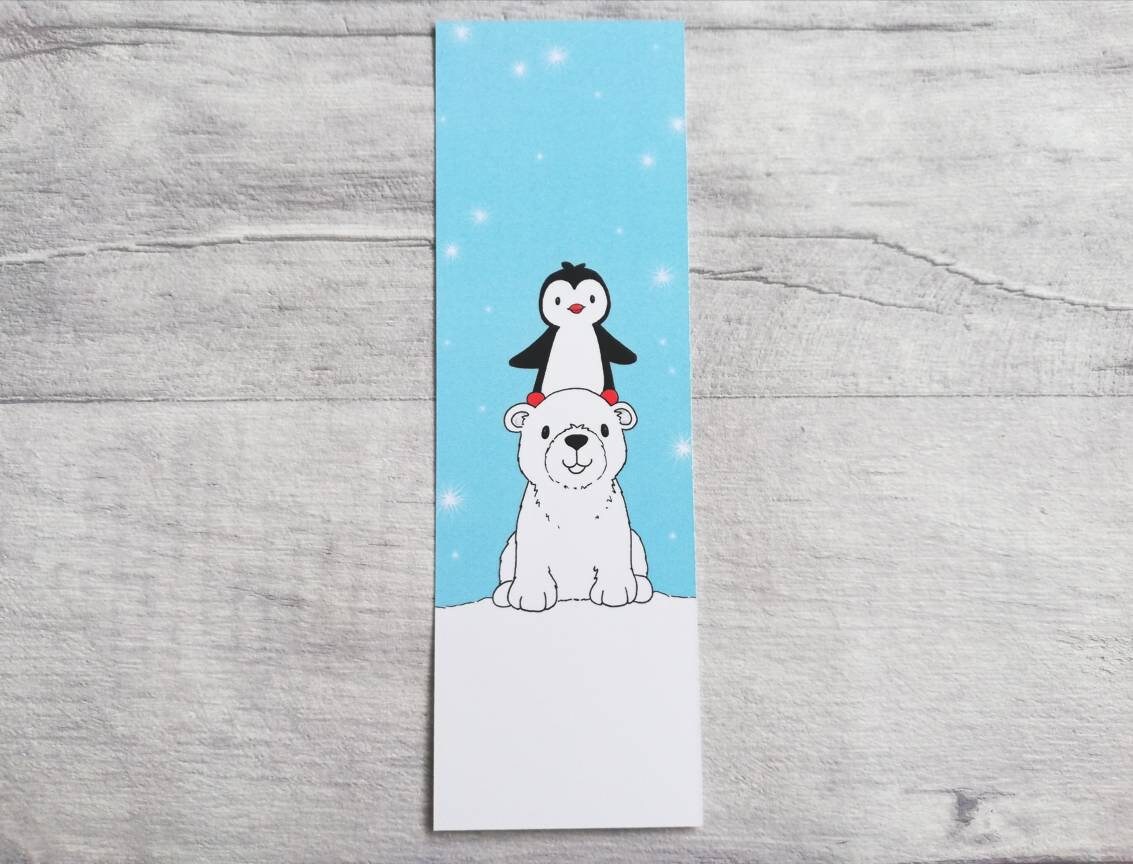 Penguin and Polar Bear Bookmark Penguin Page Marker Polar - Etsy UK