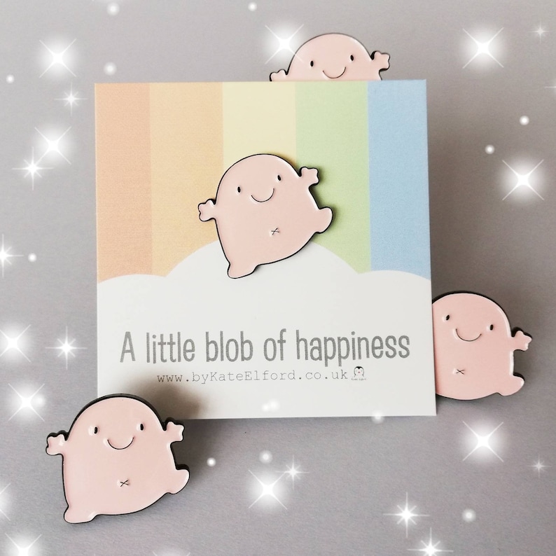 A Little Blob of Happiness Enamel Pin, Cute Pink Blob, Positive Enamel ...