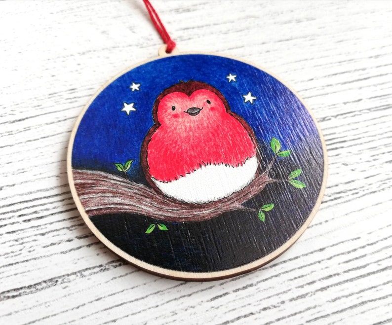 Robin Decoration. Little Wooden Robin Christmas Ornament - Etsy UK