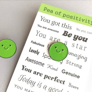 Pea of Positivity Enamel Pin - Cute Green Pea, Positive Enamel Brooch ...