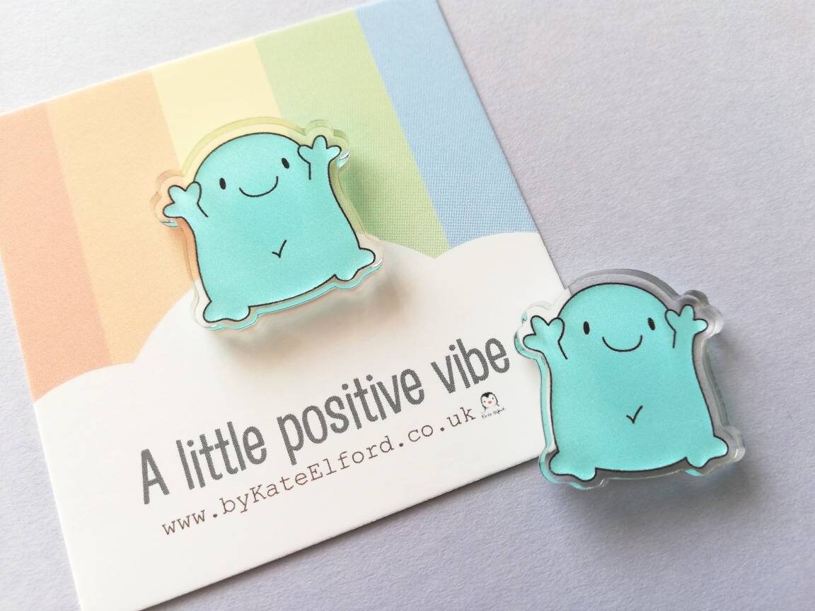 A Little Positive Vibe Magnet - Tiny Recycled Acrylic, Mini Cute Blue ...