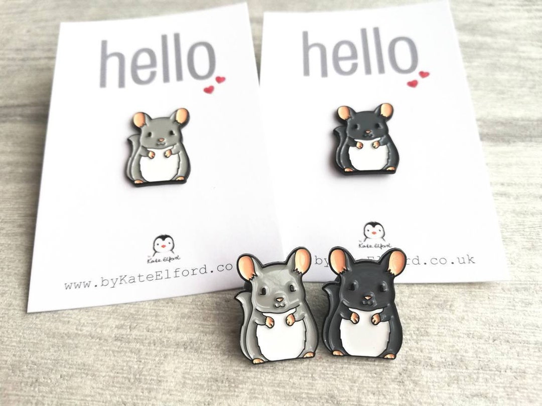 Chinchilla Mini Enamel Pin - Light Grey or Dark Grey Brooch - Etsy