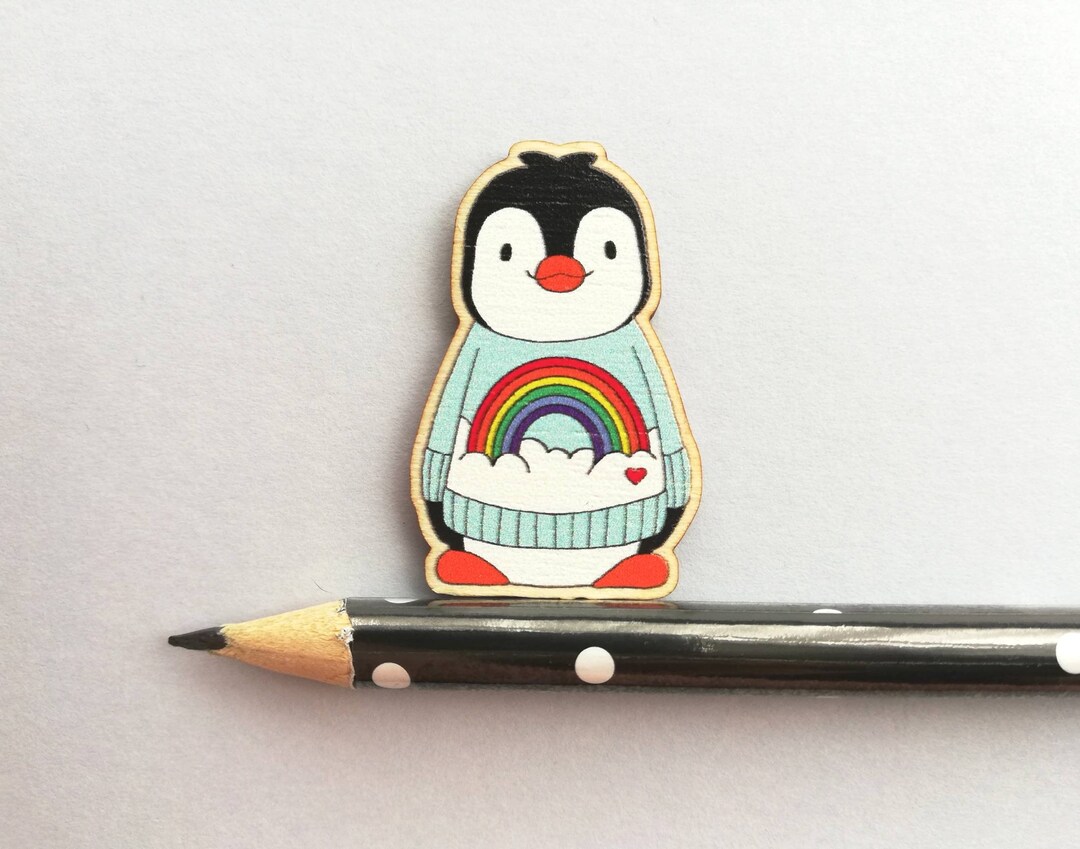 Penguin Magnet, Rainbow and Cloud Jumper, Little Penguin Wooden Fridge ...