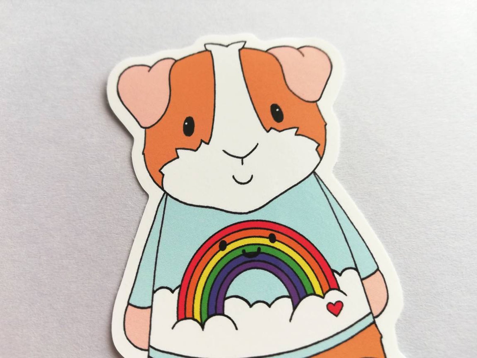 Guinea Pig in a Rainbow Jumper Rainbow and Cloud Blue Sticker - Etsy