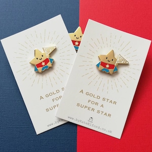 Super Star Enamel Pin, Cute Gold Star, Positive Enamel Brooch ...