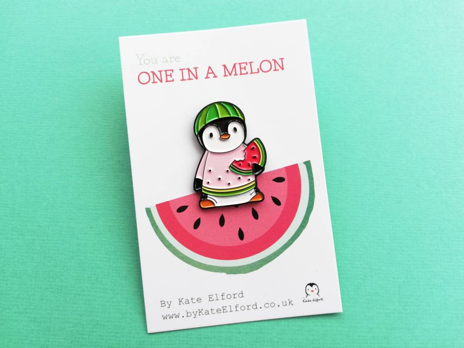 SECONDS Watermelon Penguin Soft Enamel Pin Penguin Brooch. | Etsy UK