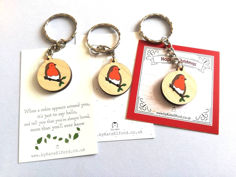 Little Robin Keyring Small Wooden Key Chain Memory Robin - Etsy UK